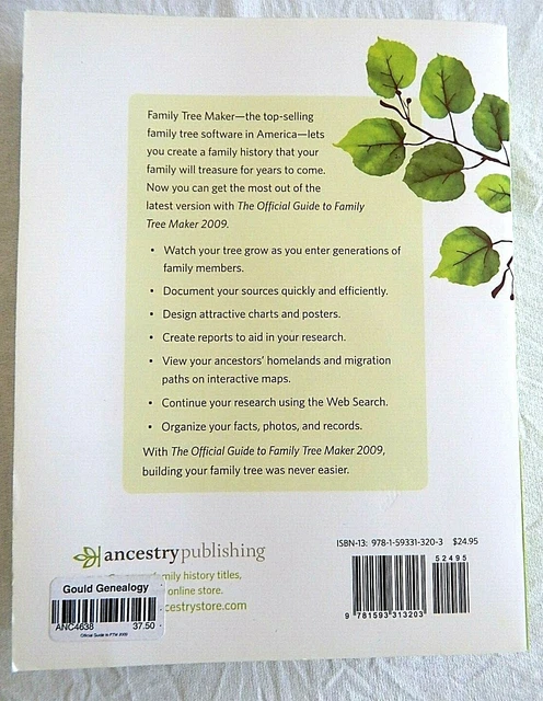 THE OFFICIAL GUIDE TO FAMILY TREE MAKER 2009 Tana L Pedersen $15.00 ...