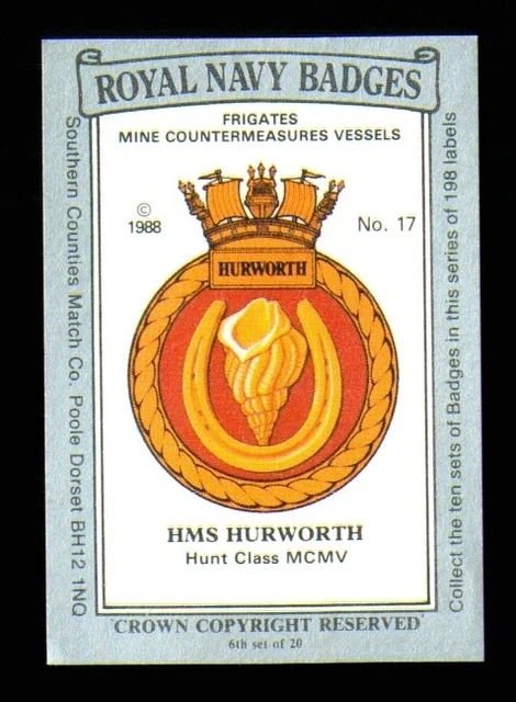 MATCHBOX LABEL ROYAL Navy Badges Frigate HMS Sirius MQ1353 £1.99 ...