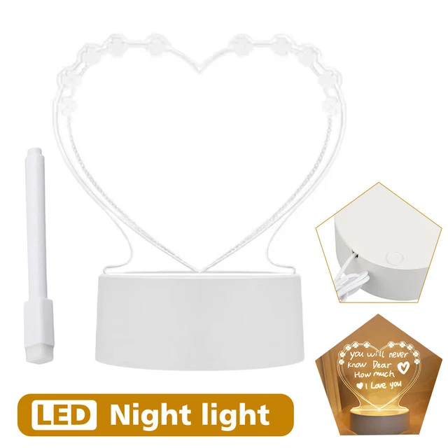 ACRYLIC ERASE BOARD Clear LED Light Up Message Board Reusable Erase ...