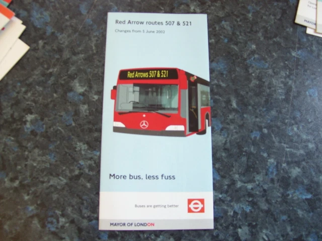 LONDON GENERAL BUS Timetable-Red Arrow Routes 507 521-June 2002-Used ...