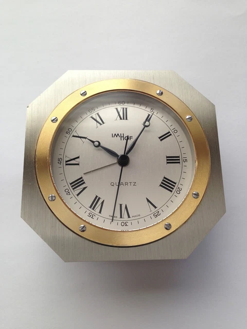 VINTAGE IMHOF CLOCK Swiss Made Quartz Alarm Desk Clock Rare Mint ...