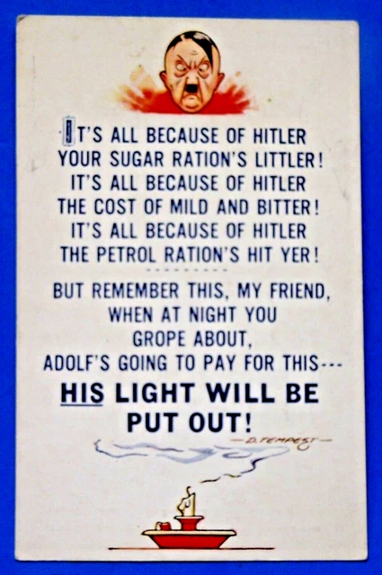 ADOLF HITLER WW2 Comic Anti-Nazi Propaganda Postcard Bamforth by ...
