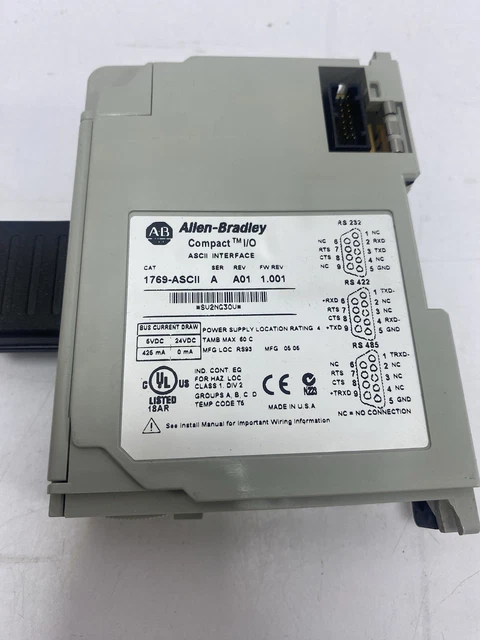 ALLEN BRADLEY 1769-ASCII Compact I/O Interface Module 24VDC $131.54 - PicClick CA