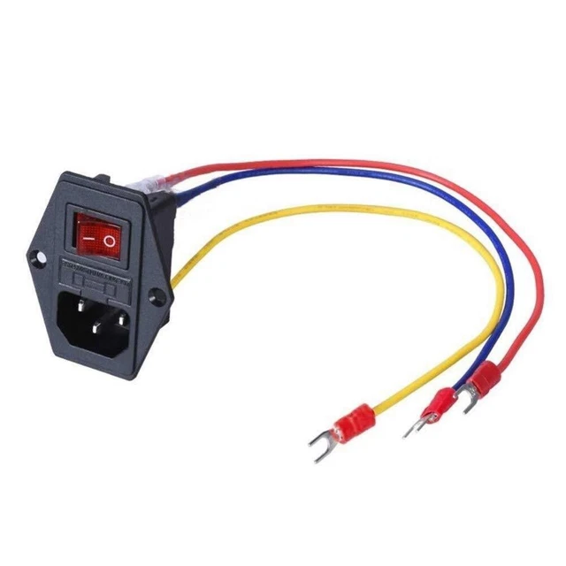 10A 250V AC Input 3Pin Power Socket Module with Builtin Fuse 2Pack ...
