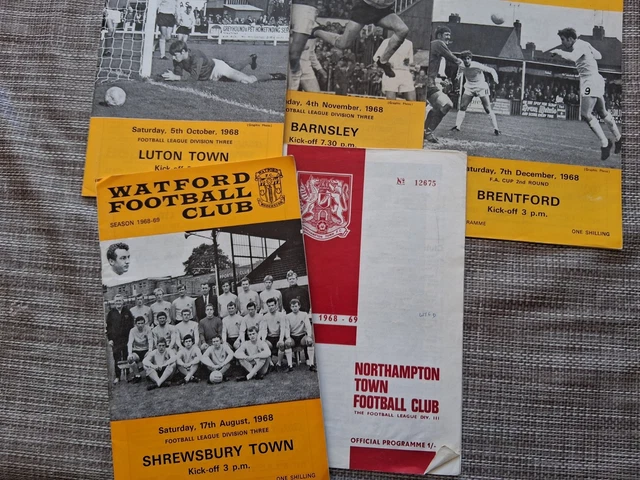 10 WATFORD FOOTBALL programmes from season 1968/69 and one away all ...