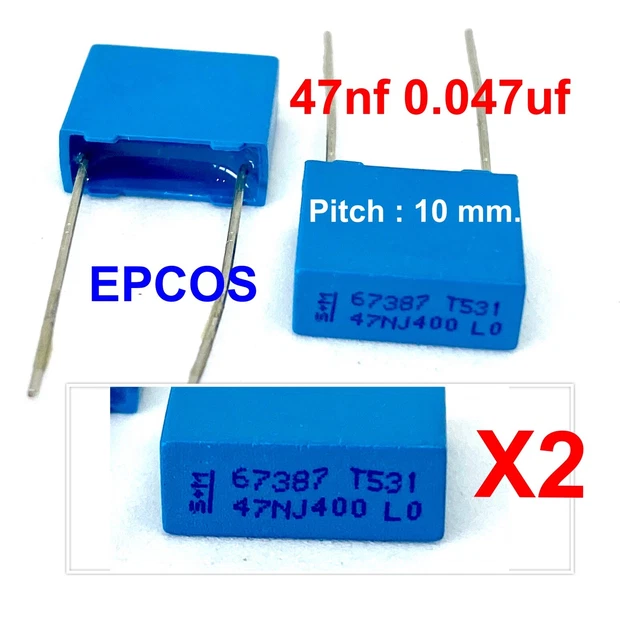 X2 CONDENSADOR 47NF 0.047uf 400V (Pitch: 10 mm.) EPCOS Polyester ...