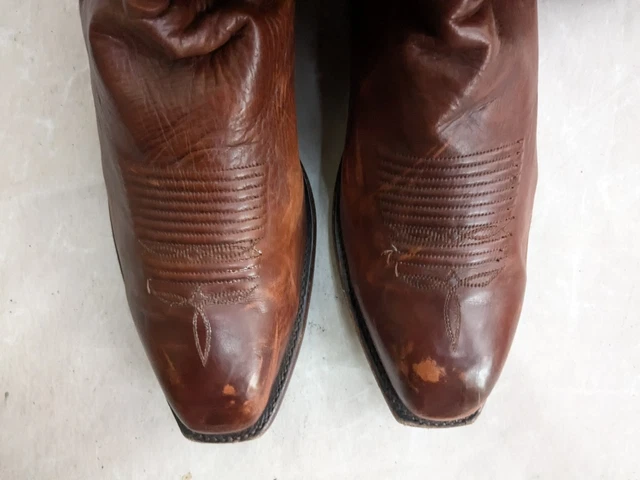 LUCCHESE COWBOY BOOTS Brown Leather Men 14 D Botas USA £193.23 ...