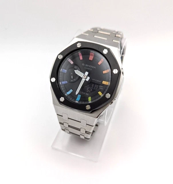 CASIO G-SHOCK, GA-2100 Watch Casioak Mod Silver Stainless Steel ...