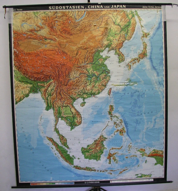 SCHOOL WALL MAP map map Southeast Asia China Japan Vietnam 196x227 cm ...