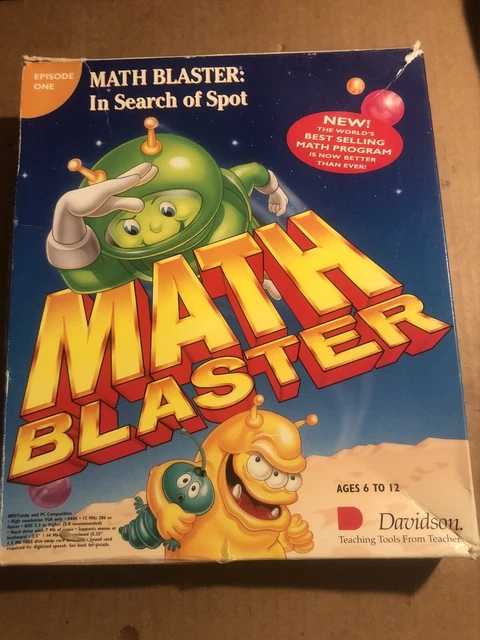 MATH BLASTER BLASTER Learning System Pc MSDOS 1993 3.5Diskette Big Box ...