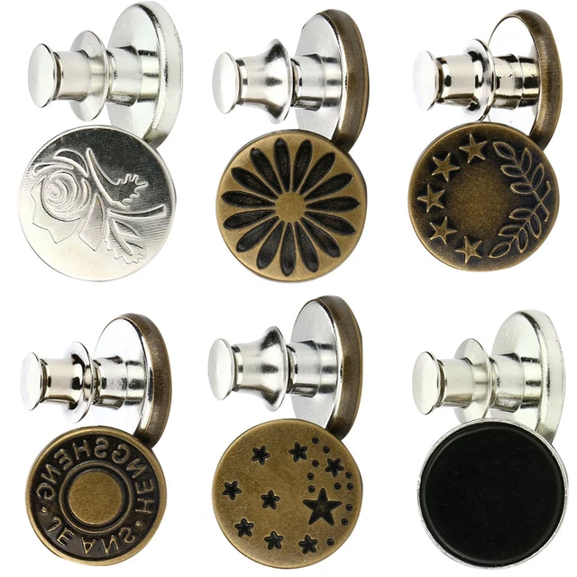 6 PCS REDUCE Pants Waist Button Detachable Jeans Buttons Easy Clip Snap ...