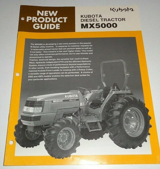 TRACTEUR DIESEL KUBOTA MX5000 nouveau guide produit brochure de vente manuel EUR 10,58 - PicClick FR