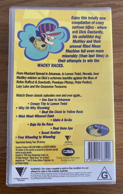 WACKY RACES VHS 10 Episodes Cartoon Classics Hanna-Barbera Video 1996 ...