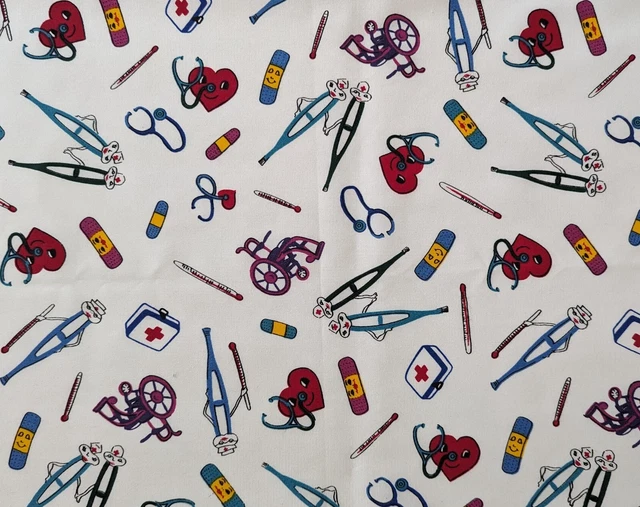 MEDICAL THEME FABRIC Doctor Nurse Springs Industries 1 yard x 62 inches ...