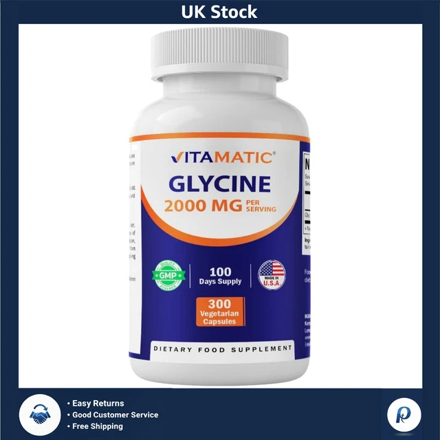 GLYCINE CAPSULES 2000MG, 300 Count - High-Purity Supplement for Brain ...