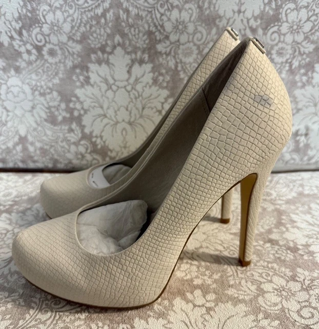 FAITH LADIES UNWORN Cream 'Cadbury' Textured Stiletto Heels - UK 5 - CG ...