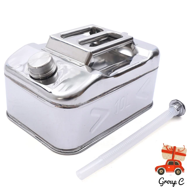 STAINLESS STEEL JERRY Can Polished Fuel Petrol Diesel Oil Water 10L ...