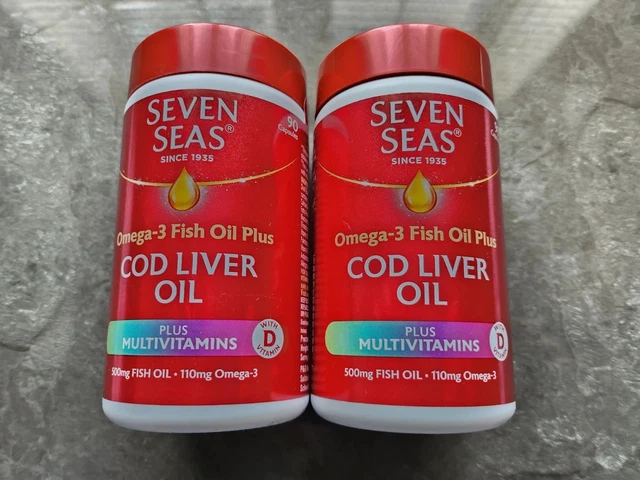 SEVEN SEAS OMEGA-3 Fish Oil Plus Cod Liver Oil & Multivitamins . 2 x 90 ...