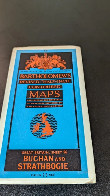 BARTHOLOMEW'S VINTAGE HALF Inch Contoured Map Sheet 56 BUCHAN AND ...