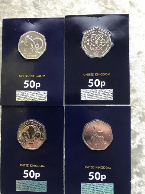 50P COINS CELEBRATING 50 YEARS OF THE 50P 4 x 50p COINS ALL Mint ...