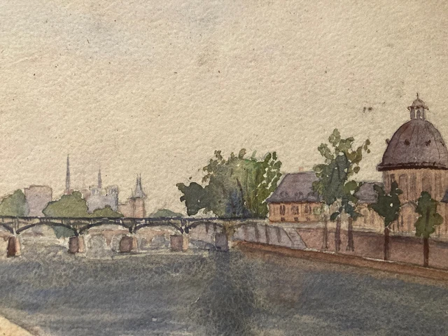 BELLE PEINTURE AQUARELLE paris quai de la seine 1930 Paris A Identifier art EUR 95,00 - PicClick FR