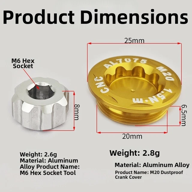 FOR ROAD BIKE Aluminum M20 Crank Dust Cover with M6 Tool for Easy Installation £7.91 - PicClick UK
