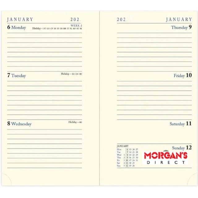 LETTS 2026 PERTH Week to View Slim Diary Refill Cream Pages Comb Bound ...