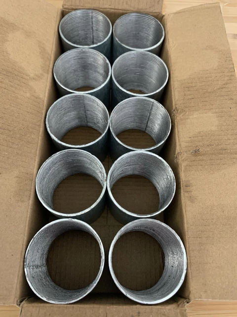 10 X 50MM solid Hot Dip Galvanised Conduit Couplings Coupler New In Box ...