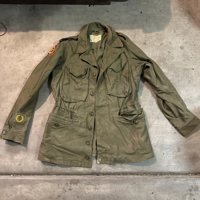 VINTAGE 1940S MILITARY US Army M-43 M-1943 Field Jacket WW II 34R Green ...