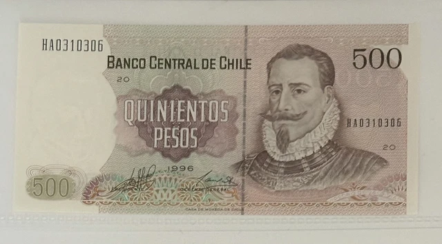 1996 - BANCO Central De Chile - 500 CLP Pesos Banknote, Unc £20.00 ...