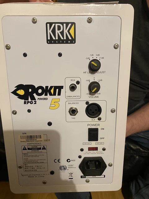 KRK ROKIT 5 studio RPG2 monitor speaker With Mains Cable White Spares ...