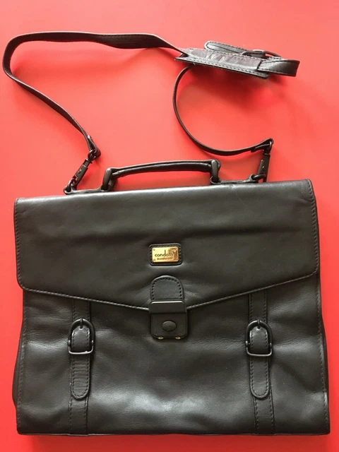 CONDOTTI HAND MADE Real Leather Bag Briefcase Italian Designer Shoulder ...
