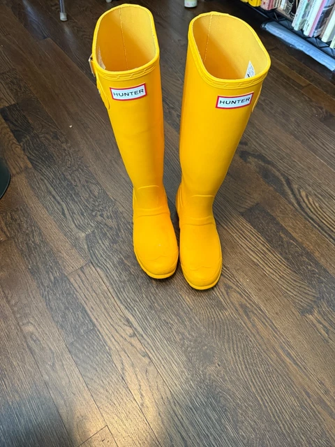 HUNTER TEXTURED LINED Buckle Pullover Mid-Length Rain Boots Yellow EUR ...
