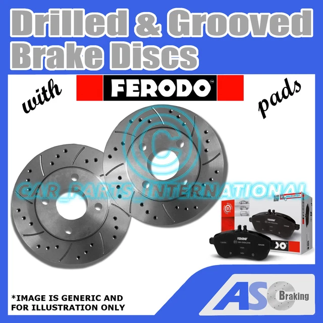 DRILLED & GROOVED 4 Stud 260mm Solid Brake Discs D_G_704 with Ferodo Pads £100.60 - PicClick UK