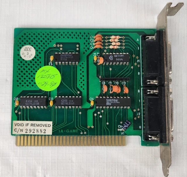 DUAL JOYSTICK DB15 Analog Input Card 8bit ISA IBM PC XT AT Vintage 1A ...