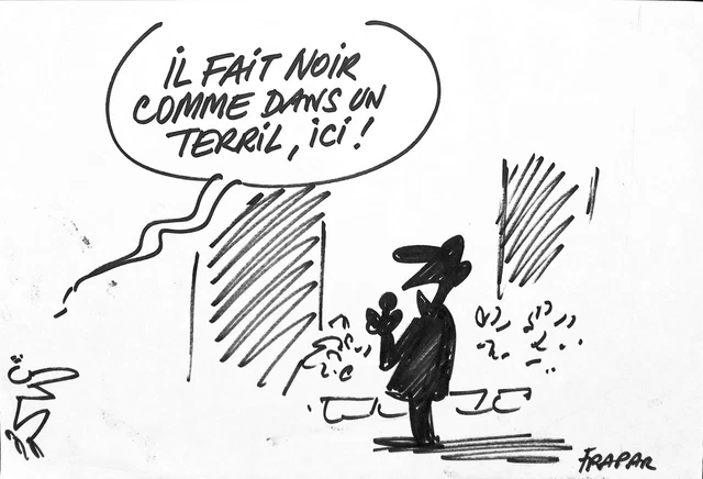 [HUMOUR - PRESSE] François FRAPAR:- Il fait noir - DESSIN Original ...
