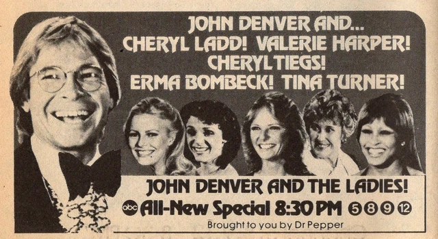 1979 TV AD'S John Denver Abc Special Cheryl Ladd Tina Turner Cheryl ...