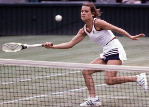 EVONNE GOOLAGONG CAWLEY of Australia during the Wimbledon Lawn Ten- Old ...