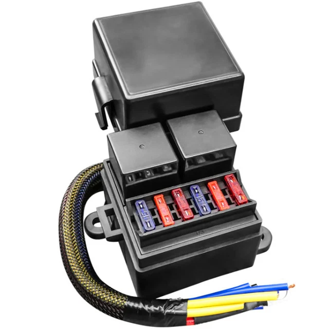 PRE-WIRED RELAY FUSE Box 2 Relay Sockets 6 Fuses Fit Car Truck Boat RV ...