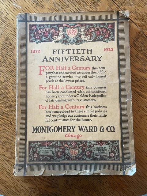 VINTAGE RARE MONTGOMERY Wards 50th Anniversary catalog No 96, 1922. £54 ...