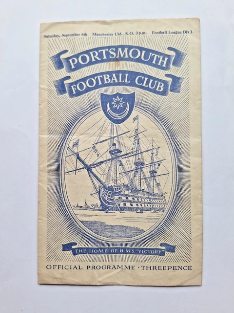 PORTSMOUTH V MANCHESTER United Season 1952-53 Football Programme £10.78 ...