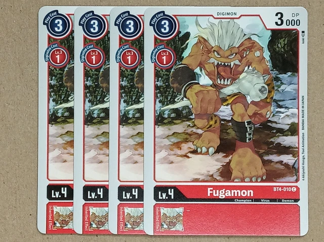 DIGIMON CARD - 4 x Fugamon BT4-010- Common - Great Legend - NM $3.00 ...