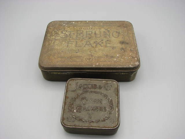VINTAGE JACOB & Co Cream cracker tin with Ogden St Bruno Flake Tobacco ...