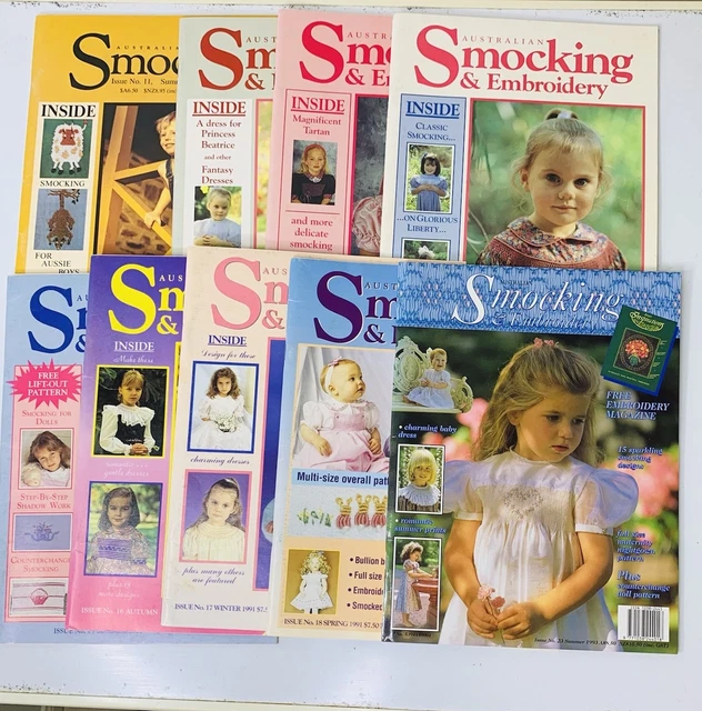 AUSTRALIAN SMOCKING EMBROIDERY Magazine 9 Lot 1990-93 Issues 11-18 & 23 ...