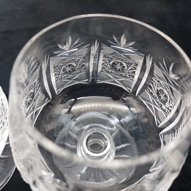 CUT CRYSTAL BRANDY Balloon Glass x2 American Brilliant Style Cognac ...