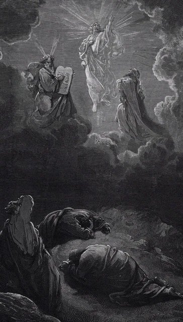 Gustave Dore 1800s Biblical Woodcut Transfiguration Of Christ Signed