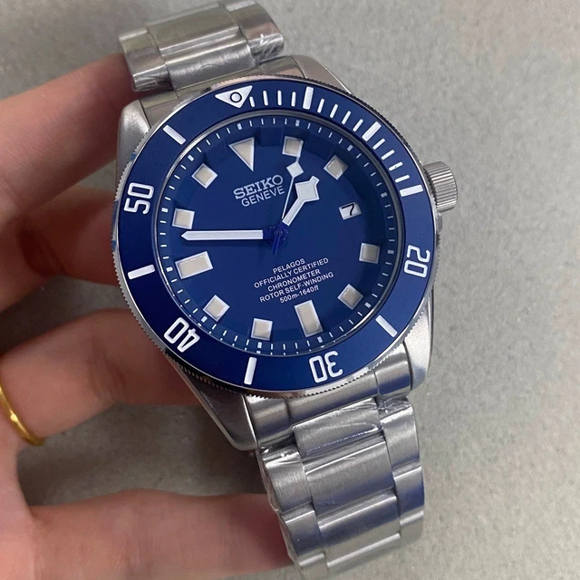 SEIKO MOD GENVE Diver Dark Blue Nh35 Automatic Self Winding Watch EUR ...