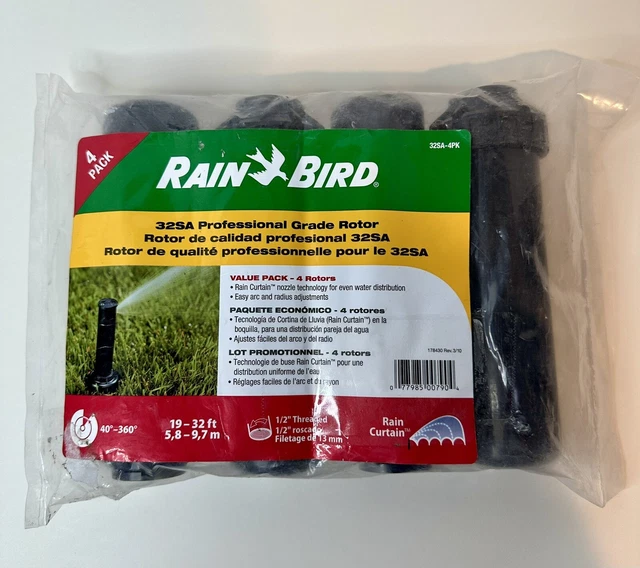RAIN BIRD 32SA Pro Grade Rotor Sprinkler Head 32SA 40-360 Degree (4 ...