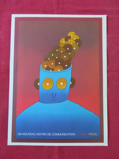 AFFICHE GRAVURE JEAN-MICHEL FOLON Moyen de communication AUDIO-VISUEL ...