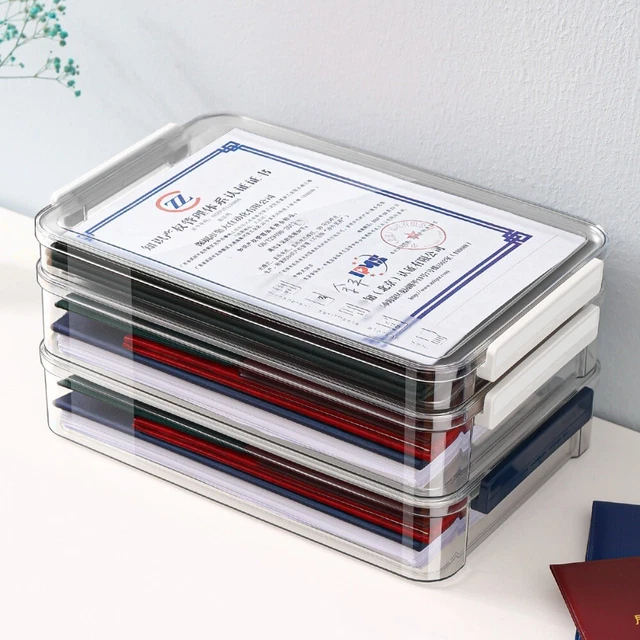 CLEAR PLASTIC FILE Box A4 Document Case Documents Holder Paper ...